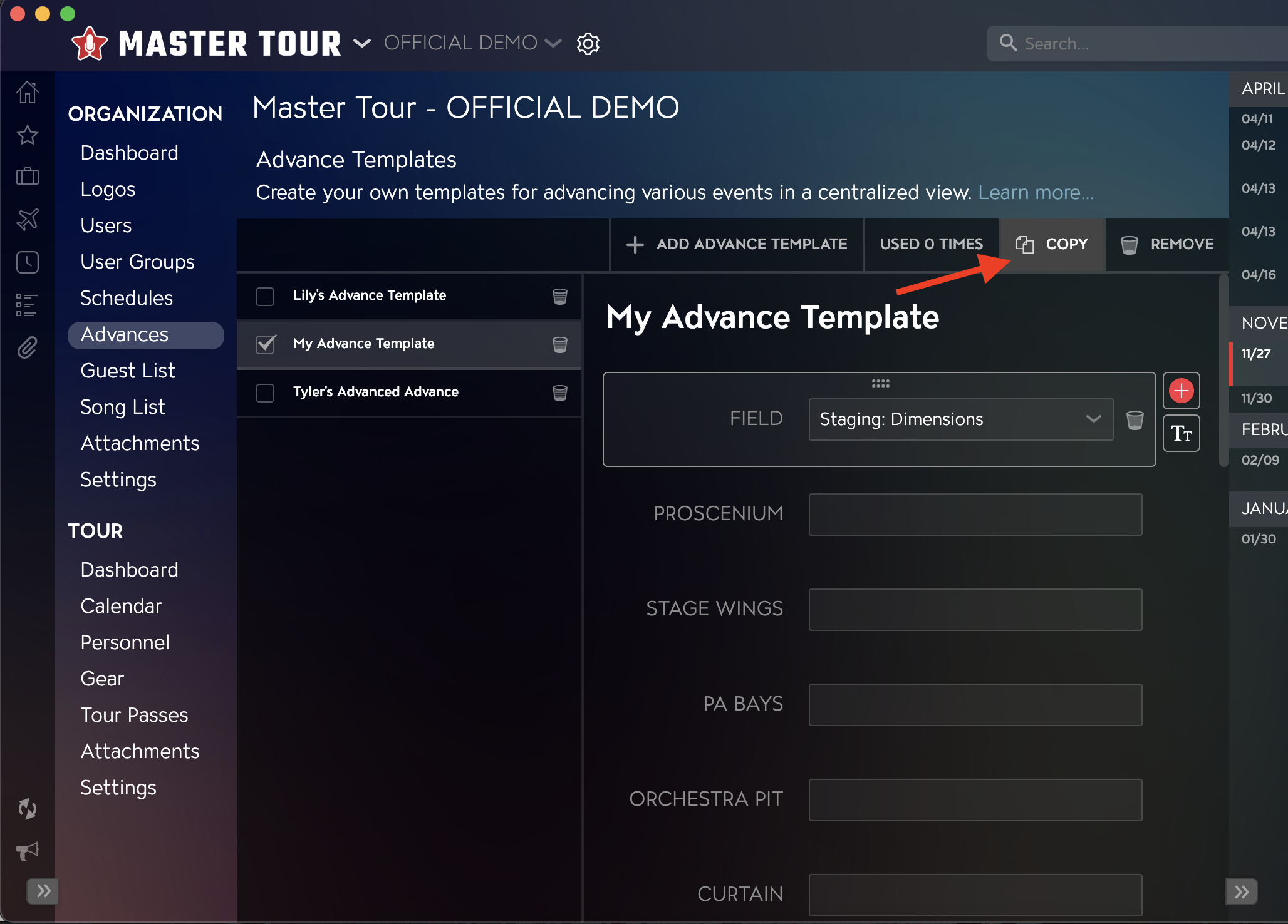How to Copy an Advance Template – Eventric Support