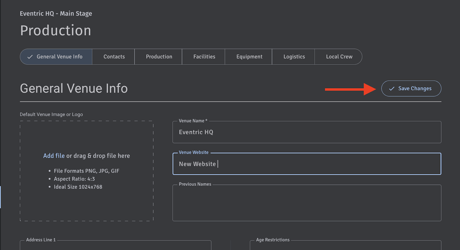 How to Add and Edit within the Production Section – Eventric Support