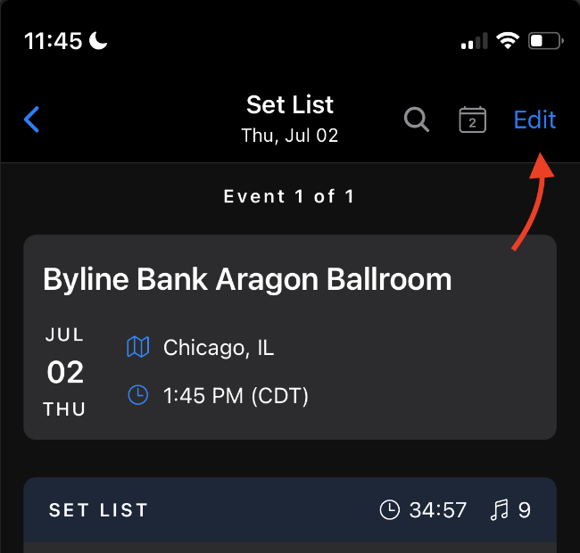 How to View, and Edit a Set List – Eventric Support